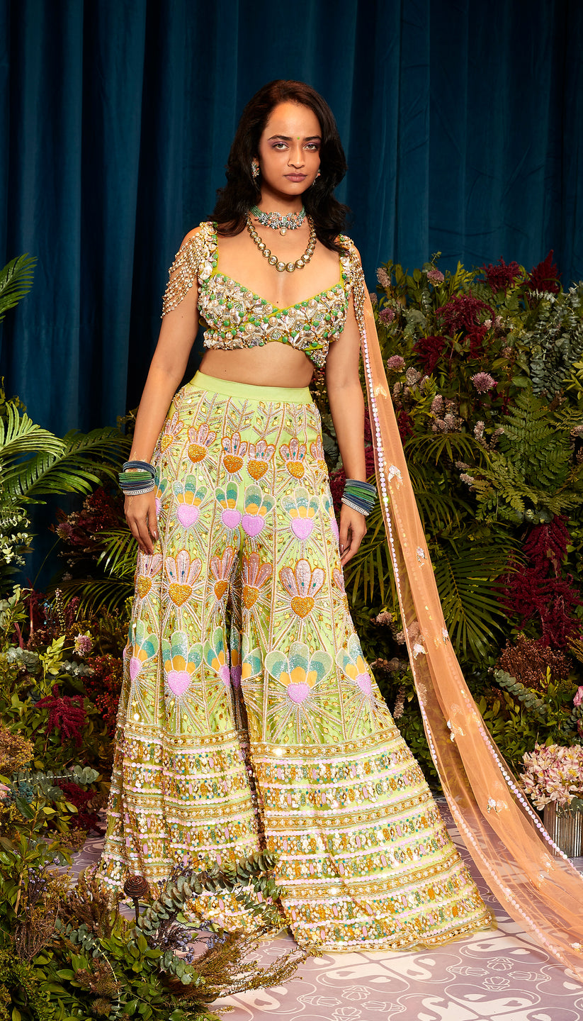 Buy Nova - GREEN SHARARA SET Online - Papa Don't Preach